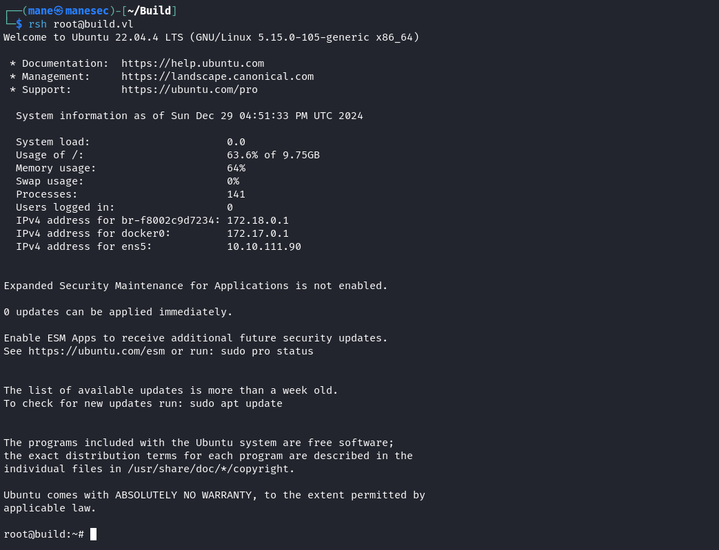 VulnLab - Machine - Build - Mane's Blog